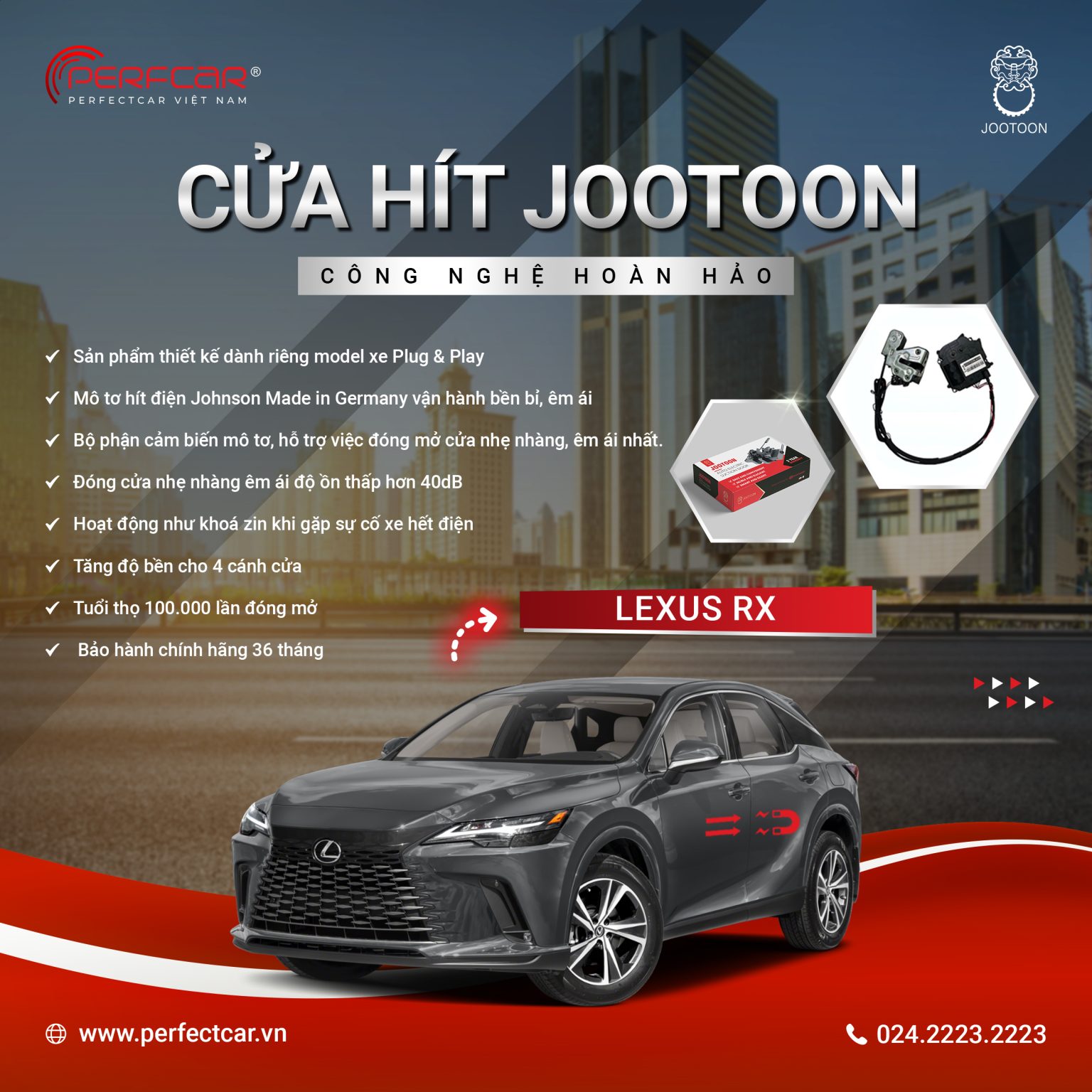 Cửa hít tự động JOOTOON JT3 - PERFECTCAR | Đồ chơi công nghệ cho xe hơi